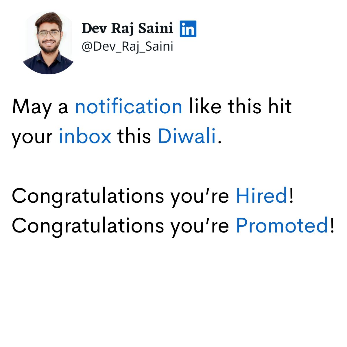 Dev Raj Saini on LinkedIn: #diwali #success #hired #professional # ... Dev Raj Saini on LinkedIn: #diwali #success #hired #professional # ...