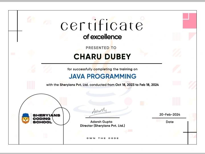 Charu Dubey on LinkedIn: #java #coding #certification # ... Charu Dubey on LinkedIn: #java #coding #certification # ...