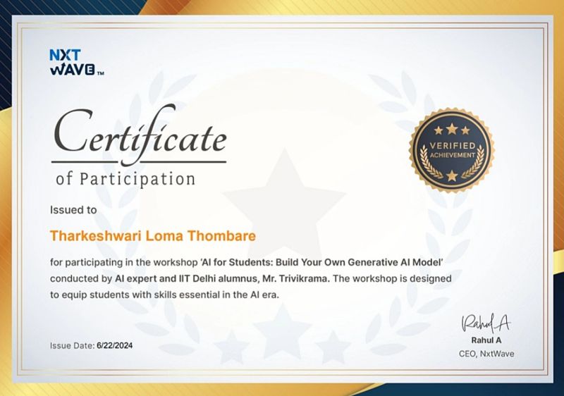Tharkeshwari Thombare on LinkedIn: #nxtwave #ai #certificate # ... Tharkeshwari Thombare on LinkedIn: #nxtwave #ai #certificate # ...