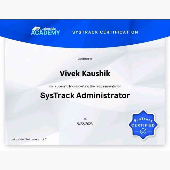 Vivek Kaushik on LinkedIn: Today I am pass systrack administrator ... Vivek Kaushik on LinkedIn: Today I am pass systrack administrator ...