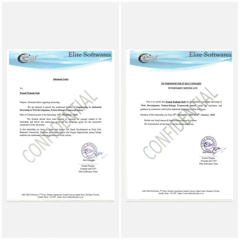 Prasad Patil on LinkedIn: #internshipcompletion #elitesoftwares # ... Prasad Patil on LinkedIn: #internshipcompletion #elitesoftwares # ...