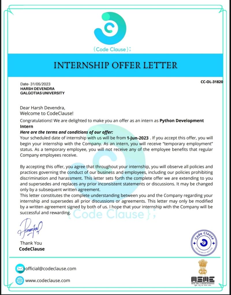 Harsh Devendra on LinkedIn: #summerinternship #pythondevelopment # ... Harsh Devendra on LinkedIn: #summerinternship #pythondevelopment # ...
