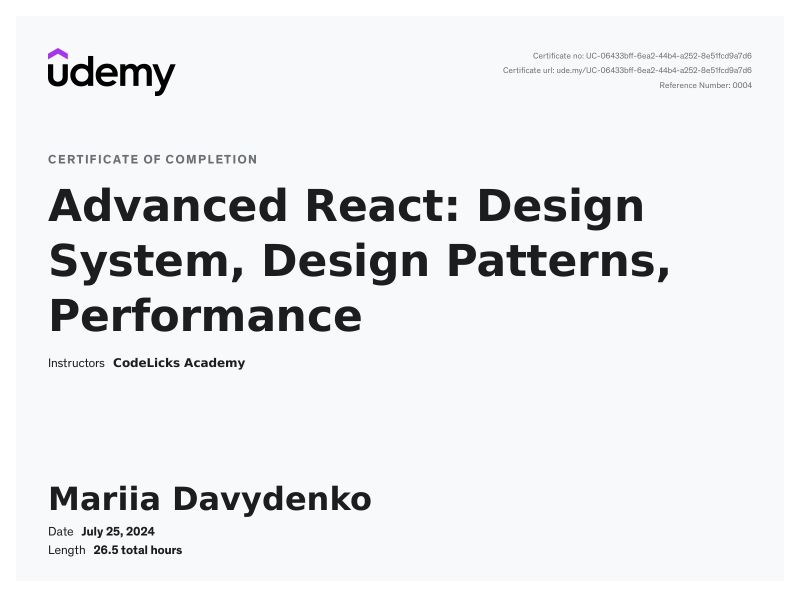 Maria Davydenko on LinkedIn: «Advanced React: Design System, Design ... Maria Davydenko on LinkedIn: «Advanced React: Design System, Design ...