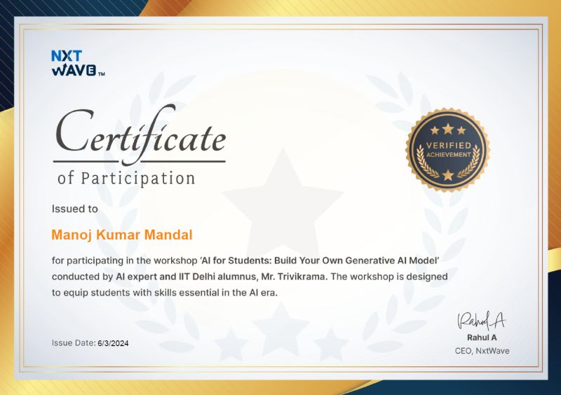 Manoj Kumar on LinkedIn: #nxtwave #ai #certificate #generativeai # ... Manoj Kumar on LinkedIn: #nxtwave #ai #certificate #generativeai # ...