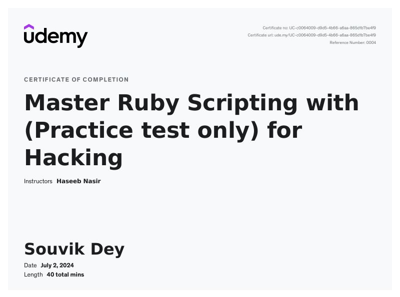 Souvik Dey on LinkedIn: Master Ruby Scripting with (Practice test only ... Souvik Dey on LinkedIn: Master Ruby Scripting with (Practice test only ...
