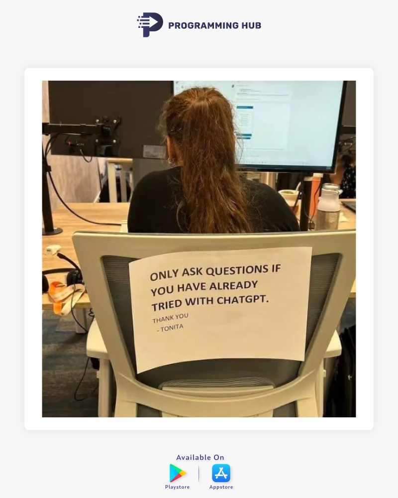 Programming Hub on LinkedIn: #techhumor #codingmemes #ai #chatgpt # ... Programming Hub on LinkedIn: #techhumor #codingmemes #ai #chatgpt # ...
