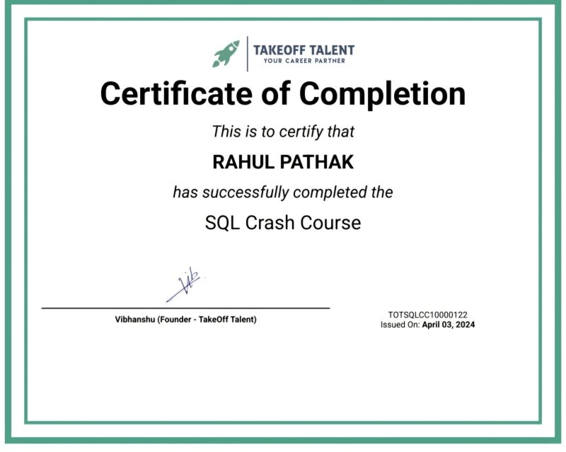 RAHUL PATHAK on LinkedIn: #sql #mysql #takeofftalent RAHUL PATHAK on LinkedIn: #sql #mysql #takeofftalent