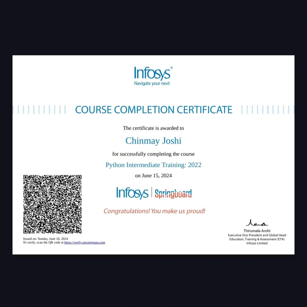 Chinmay Joshi on LinkedIn: #python #programming #learning # ... Chinmay Joshi on LinkedIn: #python #programming #learning # ...