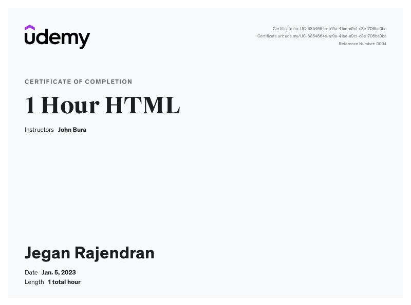Jegan Raj on LinkedIn: #udemycourse #html Jegan Raj on LinkedIn: #udemycourse #html