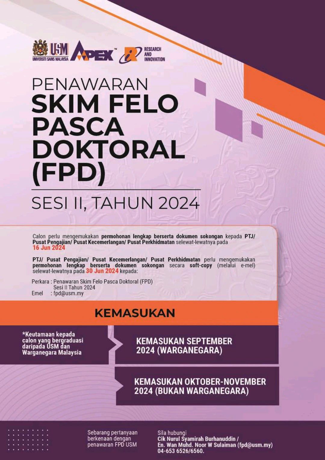Mohd. Hazwan Hussin on LinkedIn: USM Postdoctoral Fellow Scheme ... Mohd. Hazwan Hussin on LinkedIn: USM Postdoctoral Fellow Scheme ...