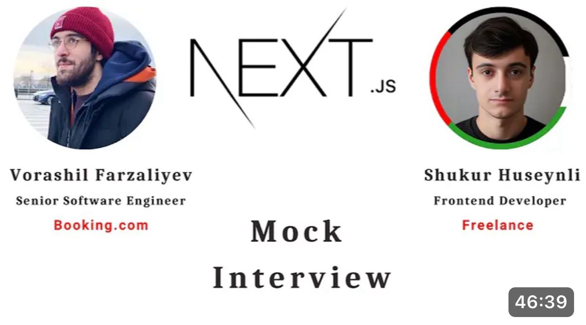 Nazar Pashazade LinkedInโde: #nextjs #mockinterview #interview #youtube Nazar Pashazade LinkedInโde: #nextjs #mockinterview #interview #youtube