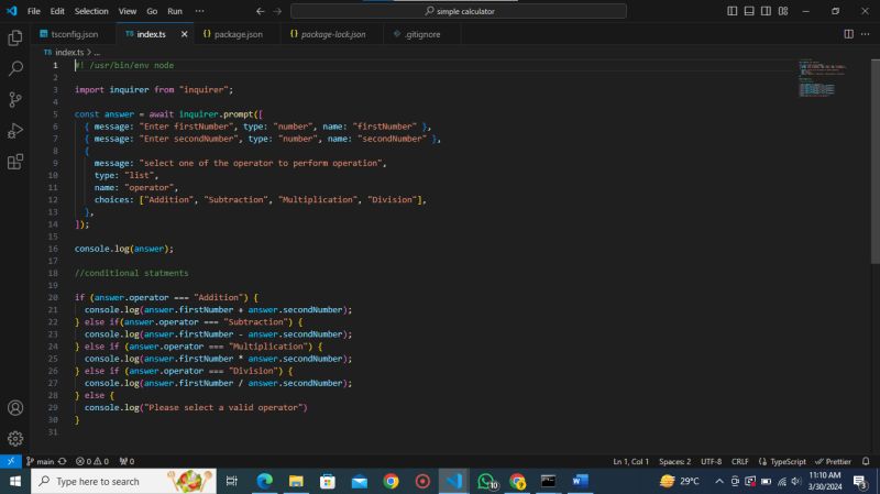 Aaraiz khan on LinkedIn: I made a simple calculator using Inquirer. We ... Aaraiz khan on LinkedIn: I made a simple calculator using Inquirer. We ...