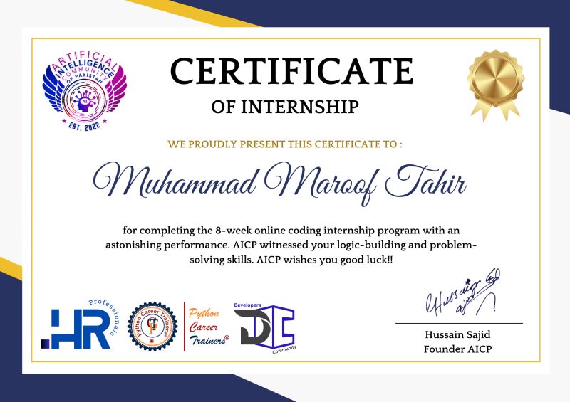 Maroof Tahir on LinkedIn: #aicp #aicplahore #internshipsuccess Maroof Tahir on LinkedIn: #aicp #aicplahore #internshipsuccess