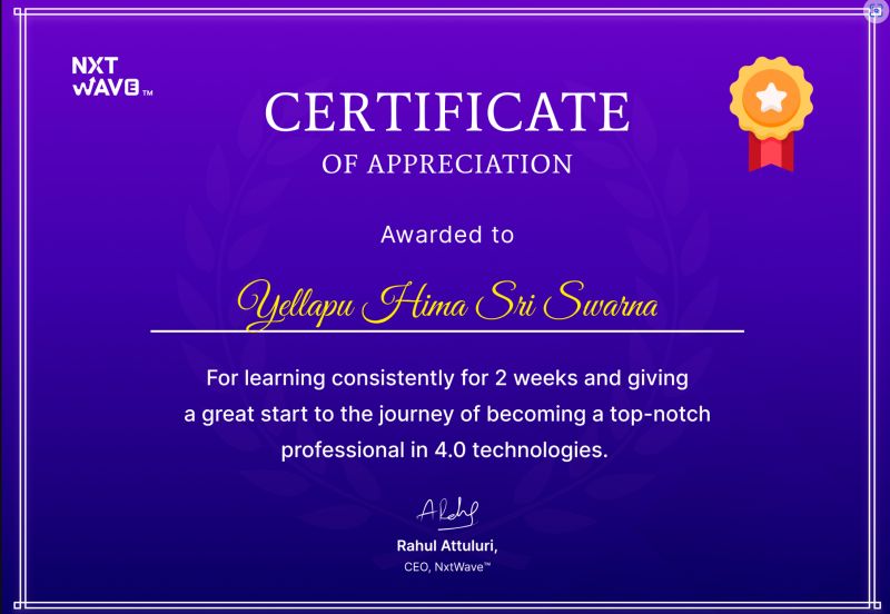 Hima sri swarna Yellapu on LinkedIn: #nxtwave #ccbpians #learning # ... Hima sri swarna Yellapu on LinkedIn: #nxtwave #ccbpians #learning # ...