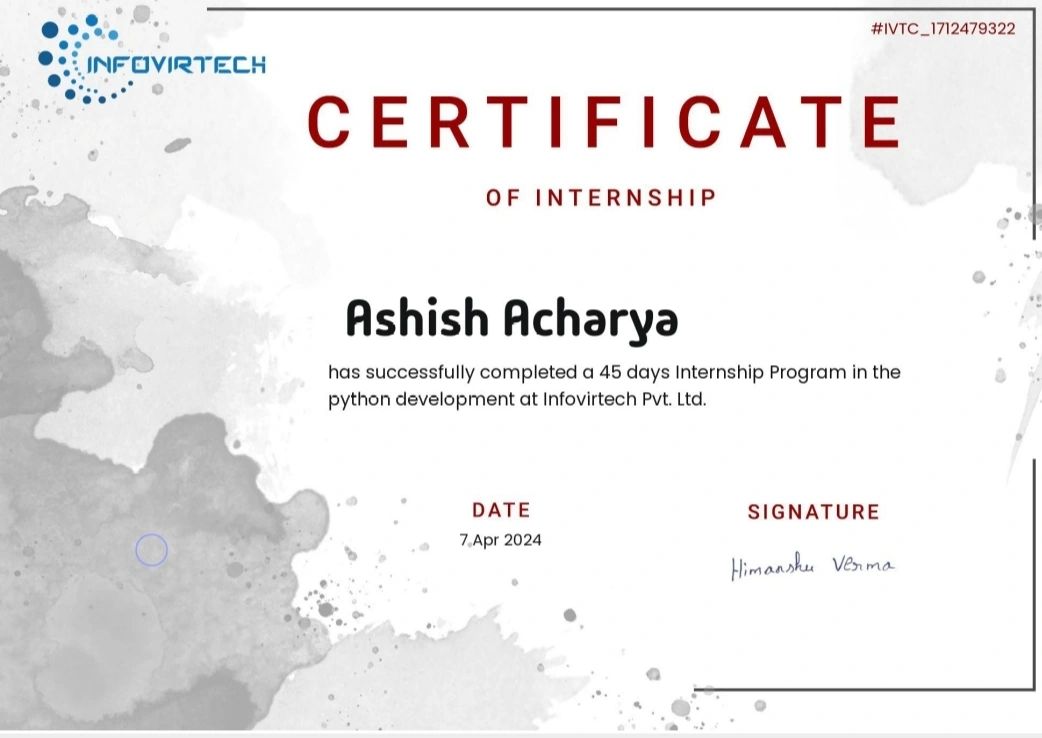 Ashish Acharya on LinkedIn: #python #internship #learningandgrowing Ashish Acharya on LinkedIn: #python #internship #learningandgrowing