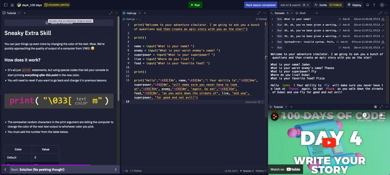 Jaden A. on LinkedIn: #100daysofcode #python #replit # ... Jaden A. on LinkedIn: #100daysofcode #python #replit # ...