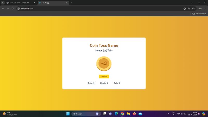 Swati Sahu on LinkedIn: #day51 #softwaredeveloper #reactjs #tossgame Swati Sahu on LinkedIn: #day51 #softwaredeveloper #reactjs #tossgame