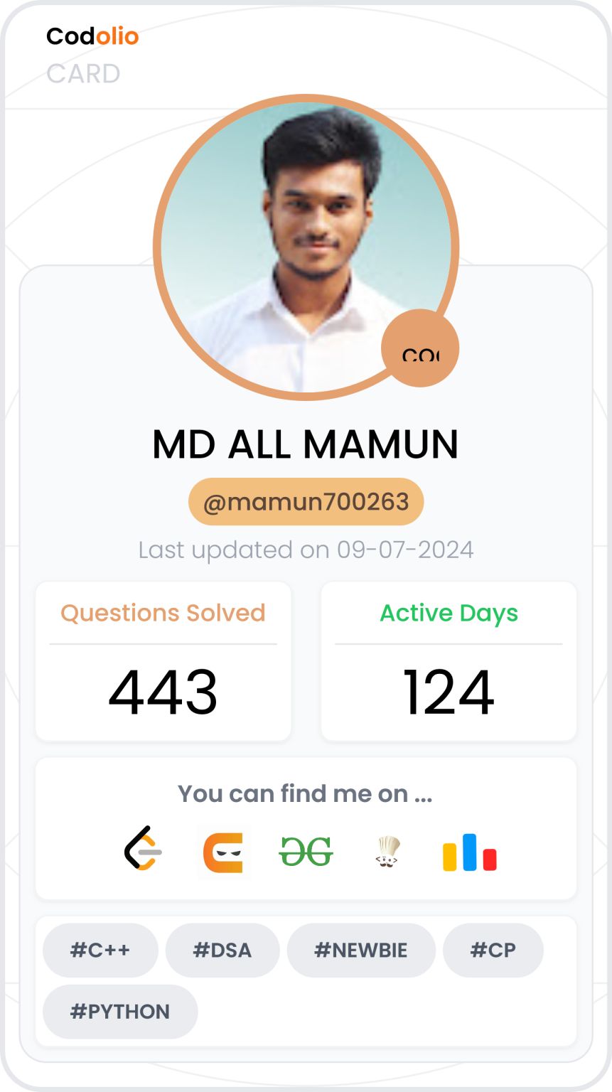 MD ABDULLAH ALL MAMUN on LinkedIn: #learning #growth #problemsolving # ... MD ABDULLAH ALL MAMUN on LinkedIn: #learning #growth #problemsolving # ...
