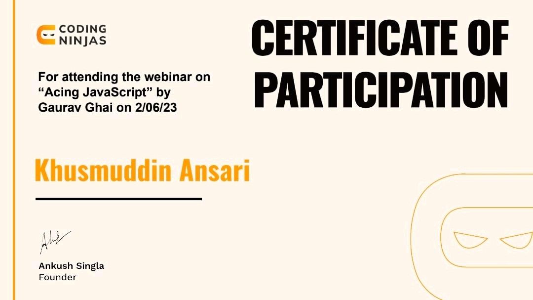 Khusmuddin Ansari on LinkedIn: #codingninjas #certificateofachievement ... Khusmuddin Ansari on LinkedIn: #codingninjas #certificateofachievement ...