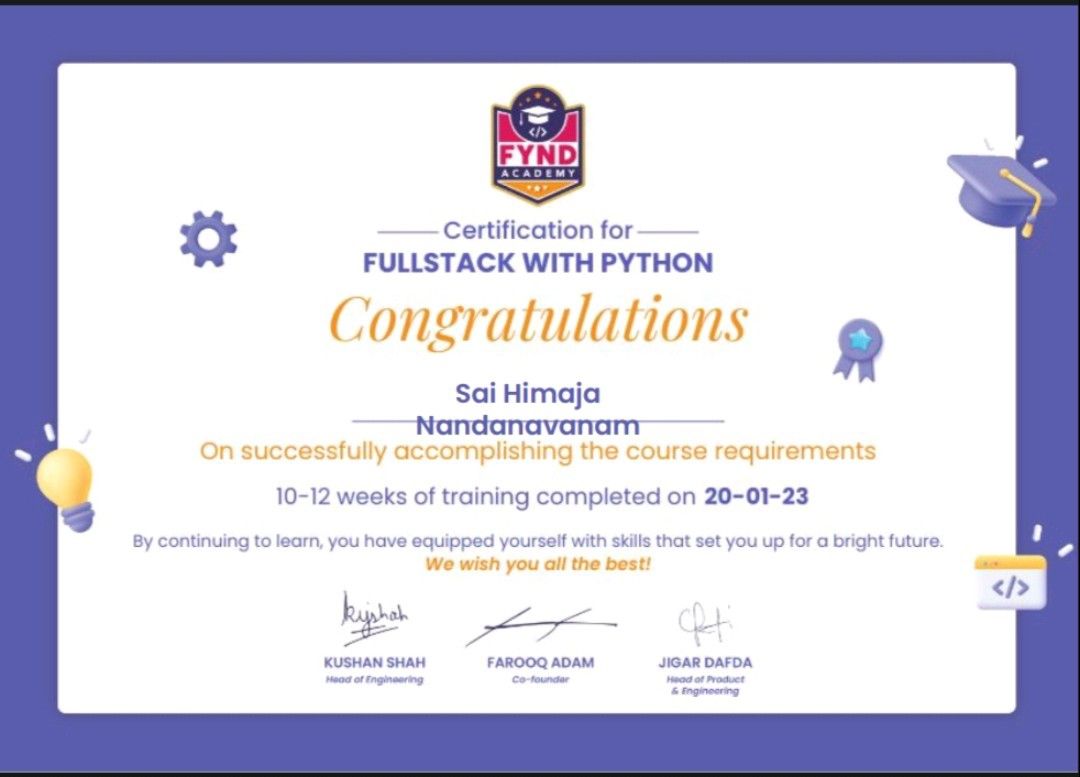 Sai Himaja Nandanavanam on LinkedIn: #fullstackpython #training #python ... Sai Himaja Nandanavanam on LinkedIn: #fullstackpython #training #python ...