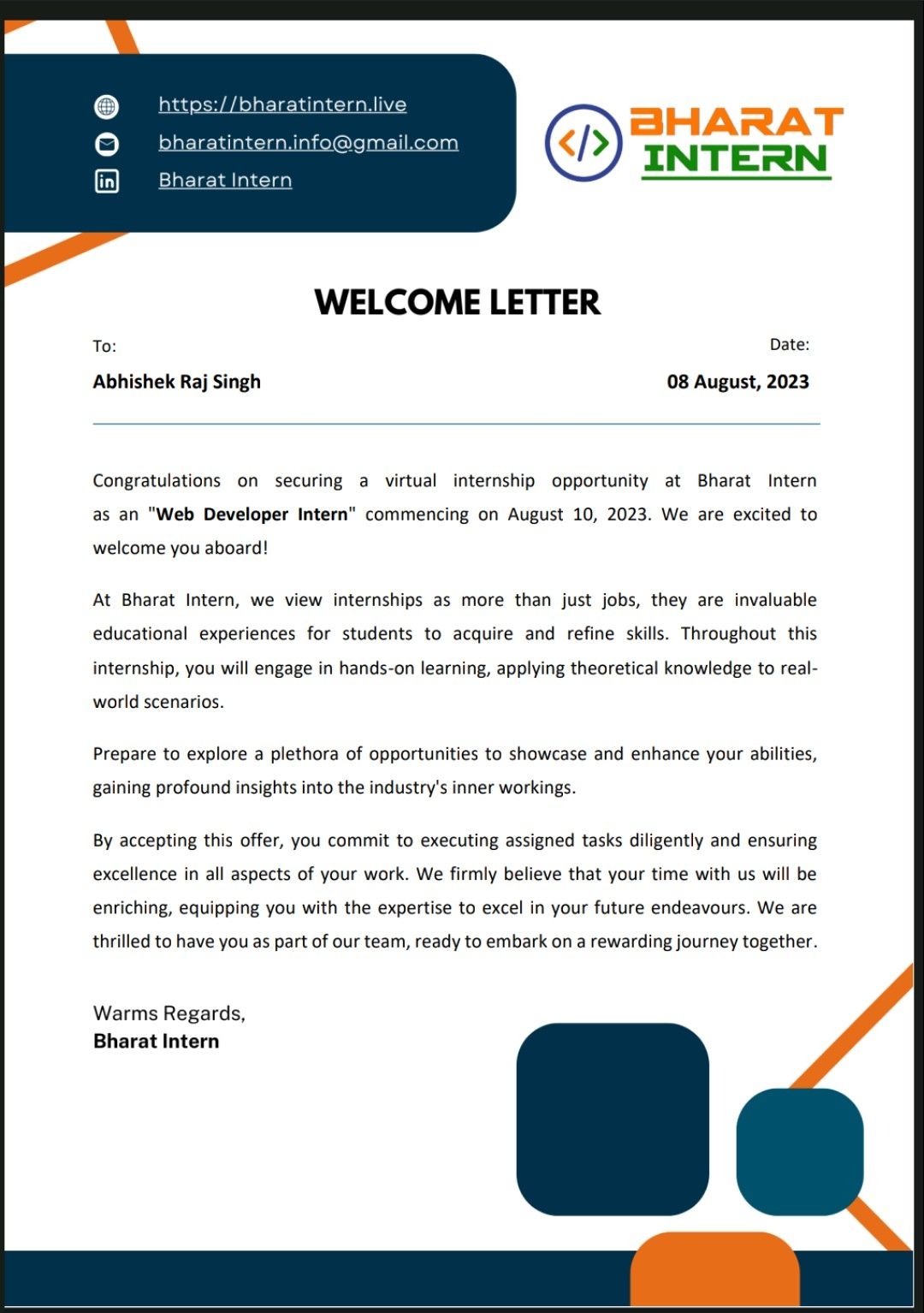 Abhishek Raj Singh on LinkedIn: #bharatintern #webdevelopment #intern # ... Abhishek Raj Singh on LinkedIn: #bharatintern #webdevelopment #intern # ...