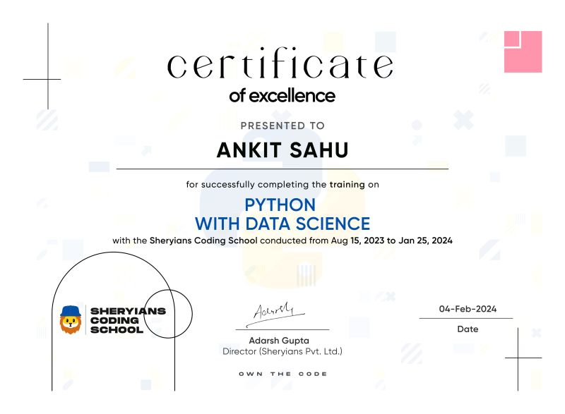 Ankit Sahu on LinkedIn: #python #datascience #certification #machine ... Ankit Sahu on LinkedIn: #python #datascience #certification #machine ...