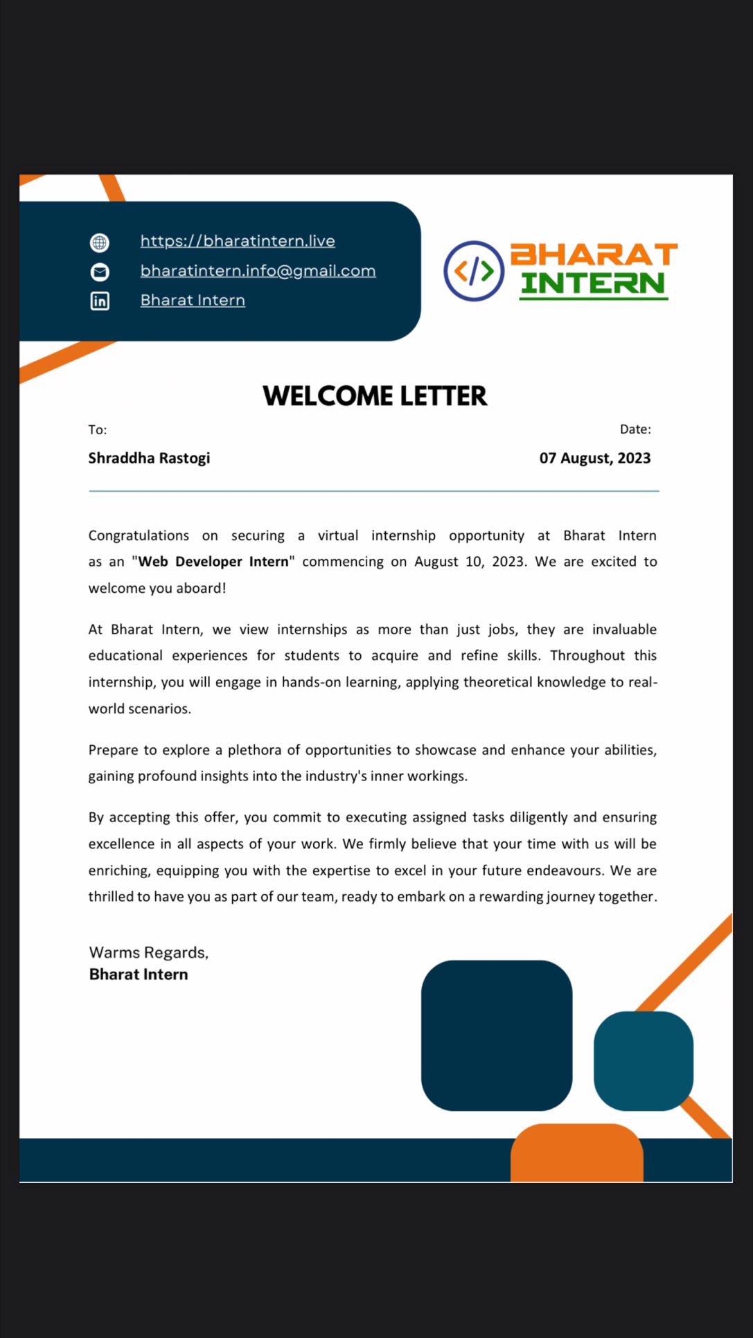 Shraddha Rastogi on LinkedIn: #bharatintern #webdevelopment #intern2024 Shraddha Rastogi on LinkedIn: #bharatintern #webdevelopment #intern2024