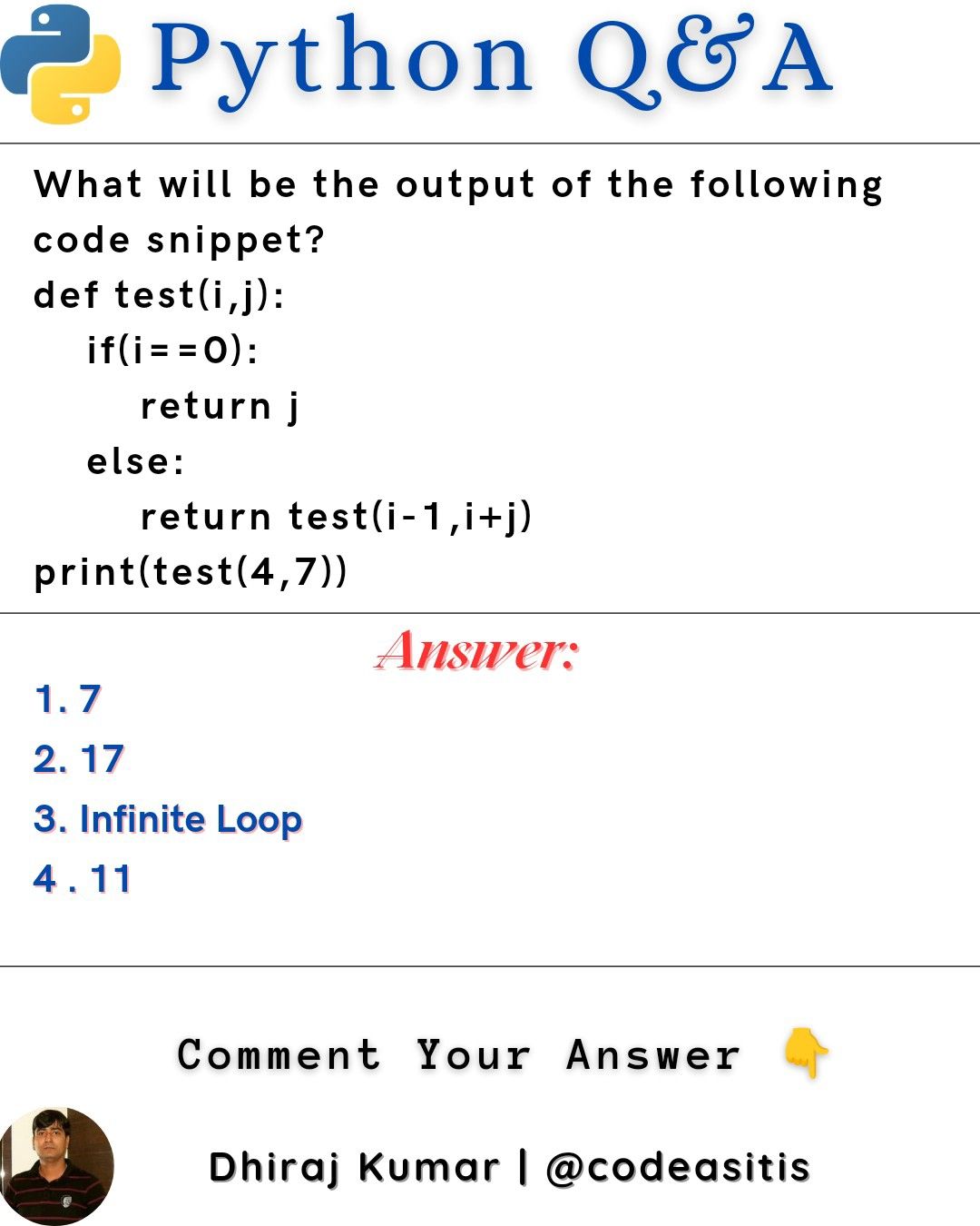 Dhiraj Kumar on LinkedIn: #codeasitis #pythonlearning # ... Dhiraj Kumar on LinkedIn: #codeasitis #pythonlearning # ...