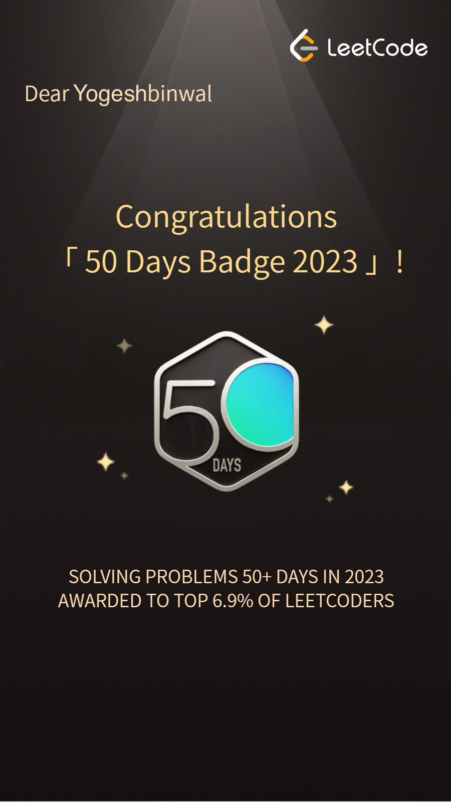 Yogesh binwal on LinkedIn: LeetCode 50-Day Challenge Achiever ... Yogesh binwal on LinkedIn: LeetCode 50-Day Challenge Achiever ...