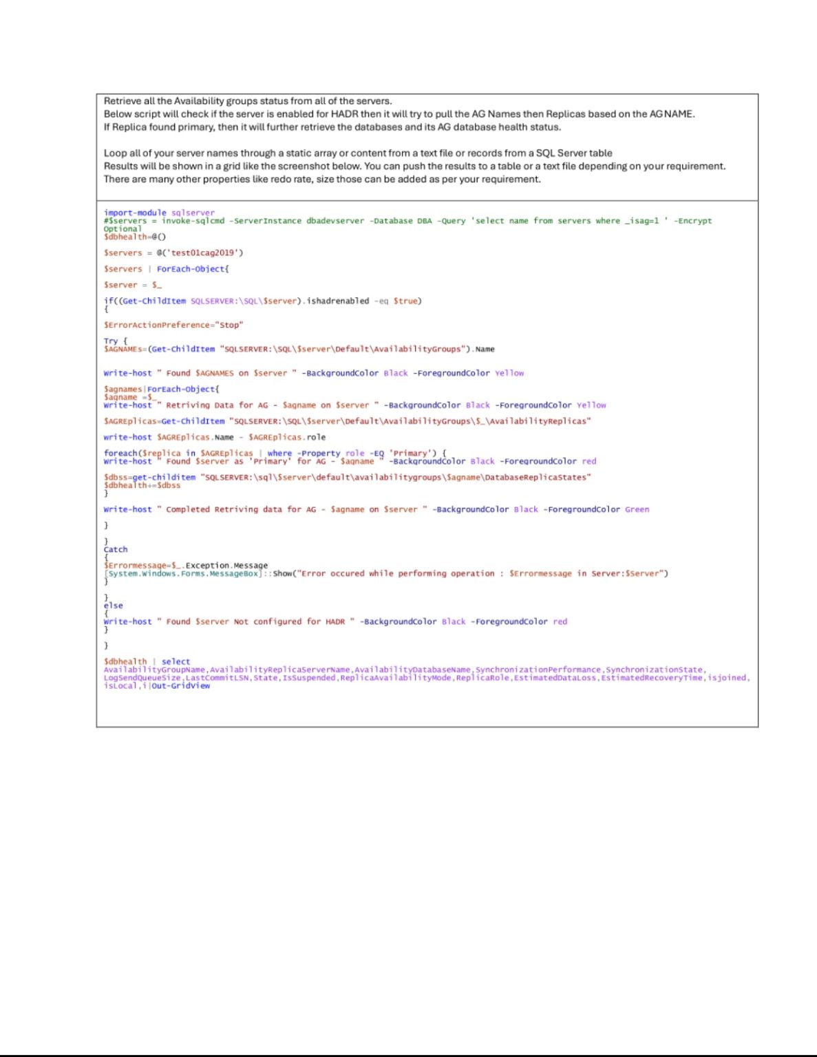 Raj Kumar on LinkedIn: Retrieve all the SQL Server AG Databases Health ... Raj Kumar on LinkedIn: Retrieve all the SQL Server AG Databases Health ...
