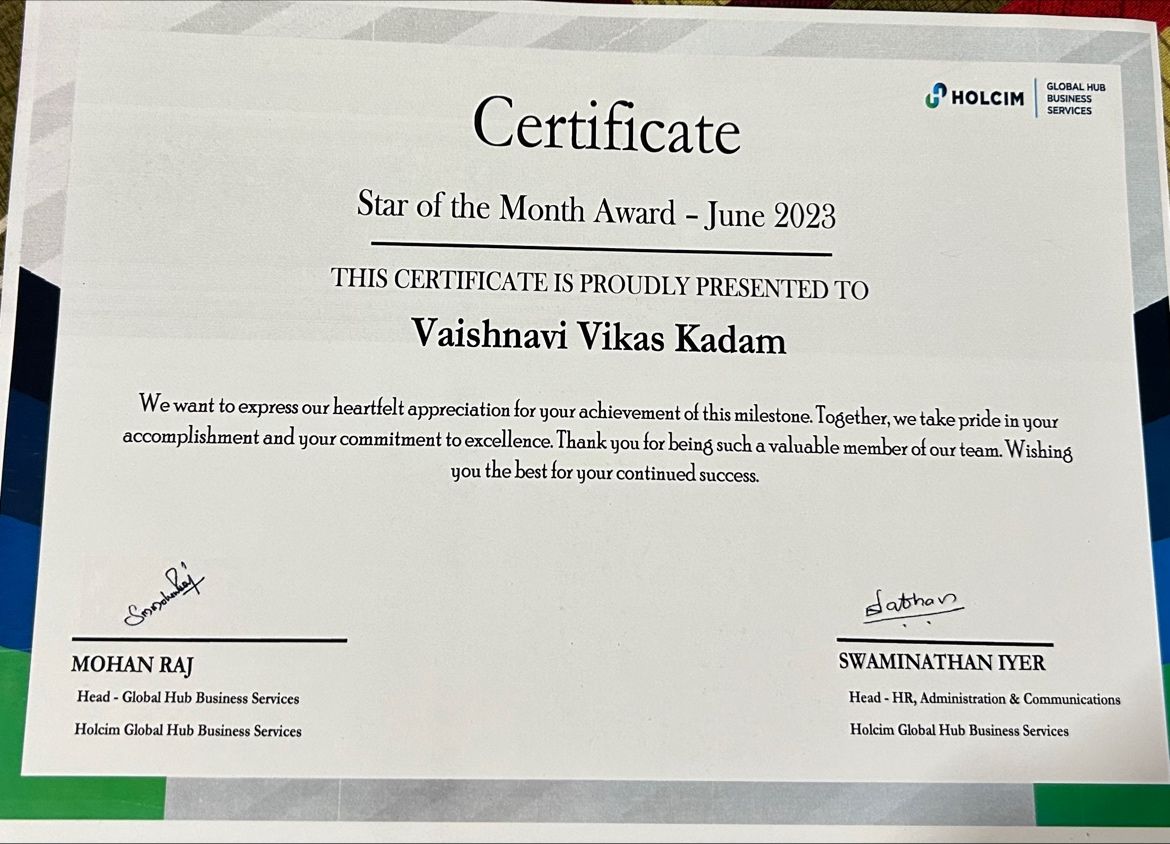 Vaishnavi Kadam on LinkedIn: #holcim | 12 comments Vaishnavi Kadam on LinkedIn: #holcim | 12 comments