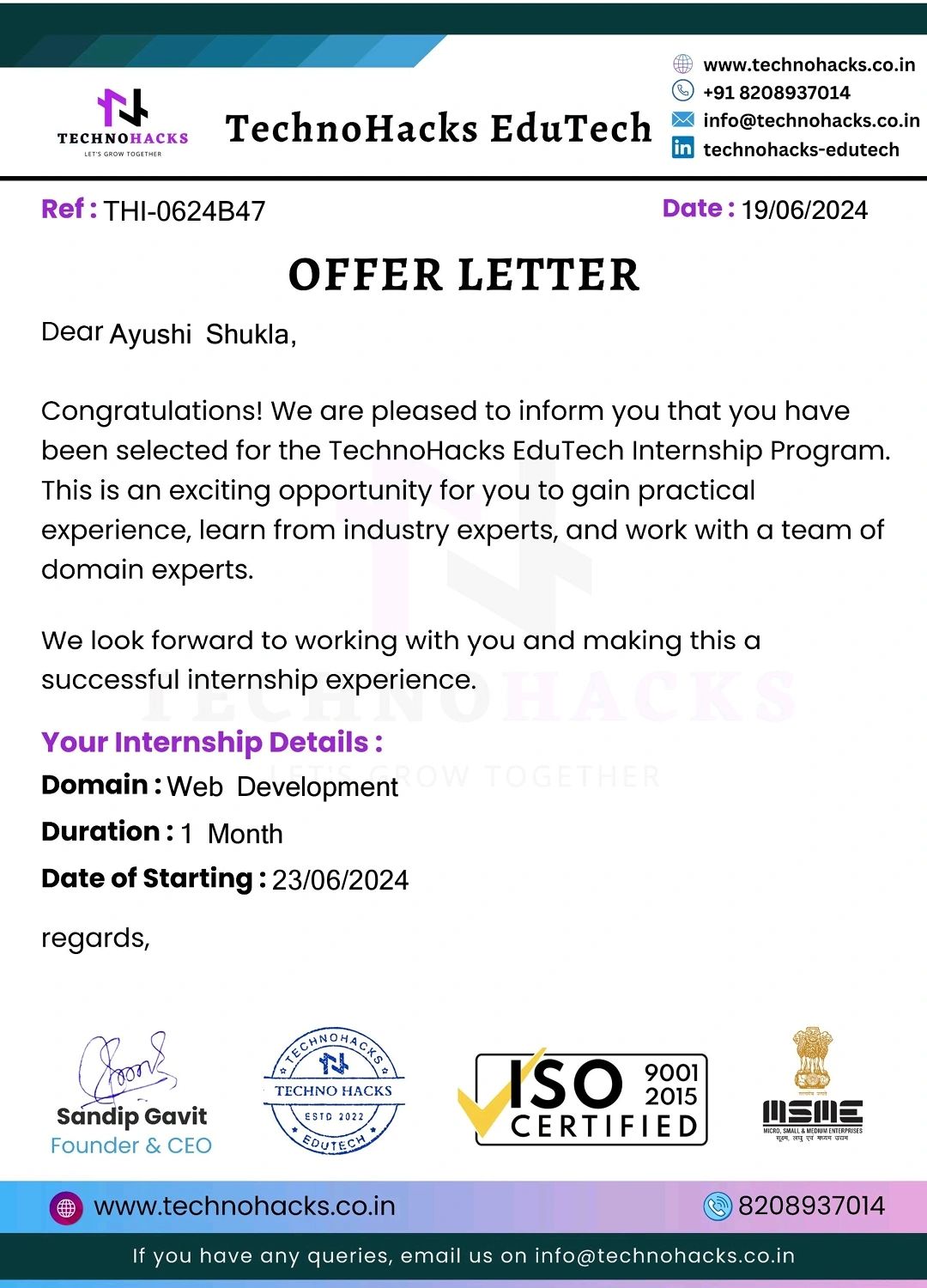 Ayushi Shukla on LinkedIn: #sandipgavit #internship #webdevelopment # ... Ayushi Shukla on LinkedIn: #sandipgavit #internship #webdevelopment # ...