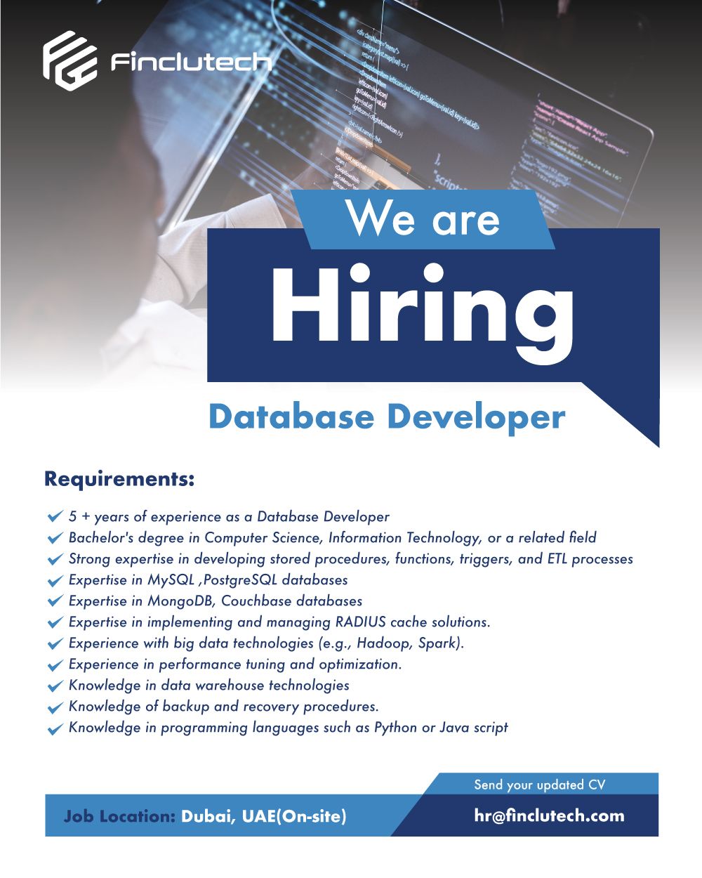 Finclutech on LinkedIn: #hiring #databasedeveloper #databasedesign # ... Finclutech on LinkedIn: #hiring #databasedeveloper #databasedesign # ...