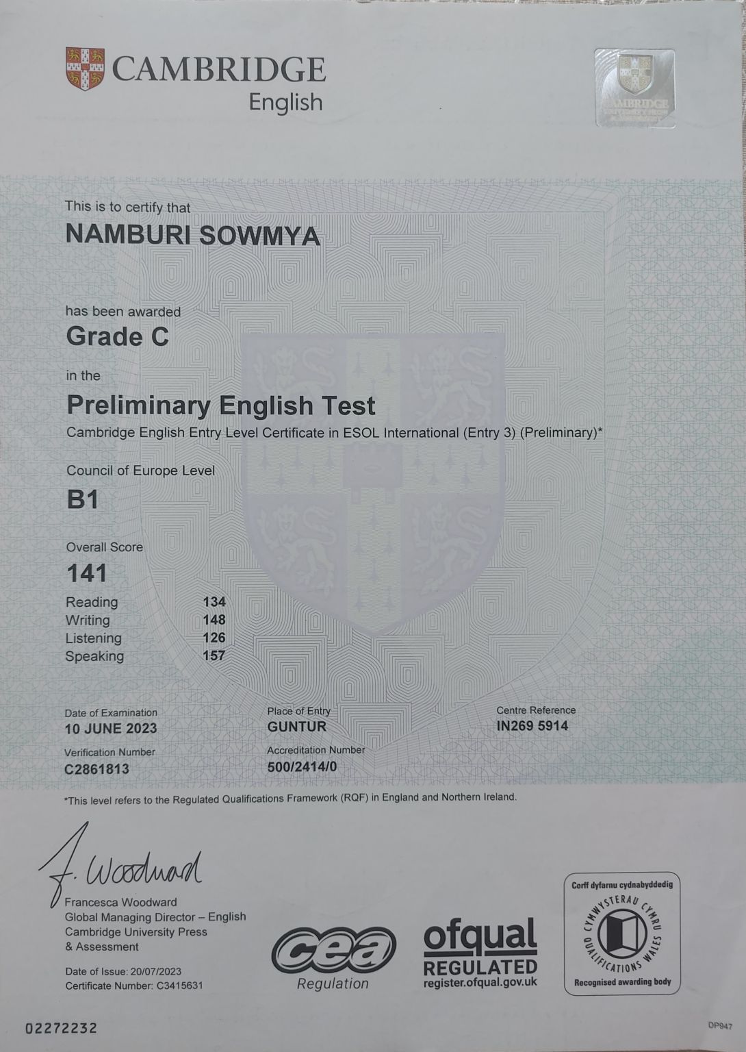 sowmya namburi on LinkedIn: Got certified in CAMBRIDGE PRILIMINARY ... sowmya namburi on LinkedIn: Got certified in CAMBRIDGE PRILIMINARY ...