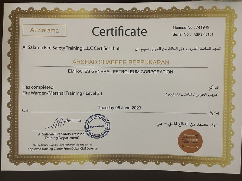 Arshad Shabeer on LinkedIn: Marshal Training Level 2 Arshad Shabeer on LinkedIn: Marshal Training Level 2