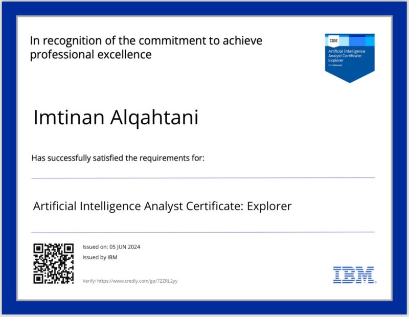 Imtinan Mohammed on LinkedIn: #ibmcertification #ibm #ai Imtinan Mohammed on LinkedIn: #ibmcertification #ibm #ai