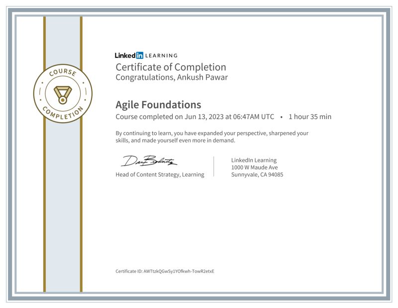 Ankush Pawar on LinkedIn: Certificate of Completion Ankush Pawar on LinkedIn: Certificate of Completion