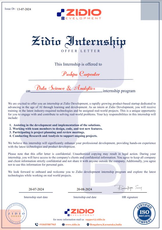 Pushpa Carpenter on LinkedIn: #datascience #analytics #internship # ... Pushpa Carpenter on LinkedIn: #datascience #analytics #internship # ...
