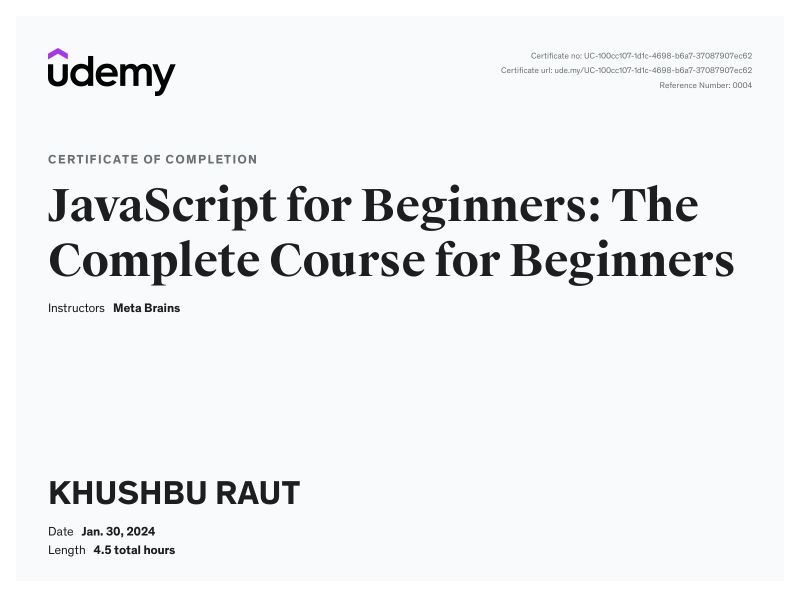 Khushbu Raut on LinkedIn: #udemy #udemy #html #css #javascript # ... Khushbu Raut on LinkedIn: #udemy #udemy #html #css #javascript # ...