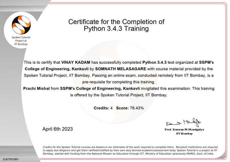 Vinay Kadam on LinkedIn: PYTHON SPOKEN TUTORIAL Vinay Kadam on LinkedIn: PYTHON SPOKEN TUTORIAL