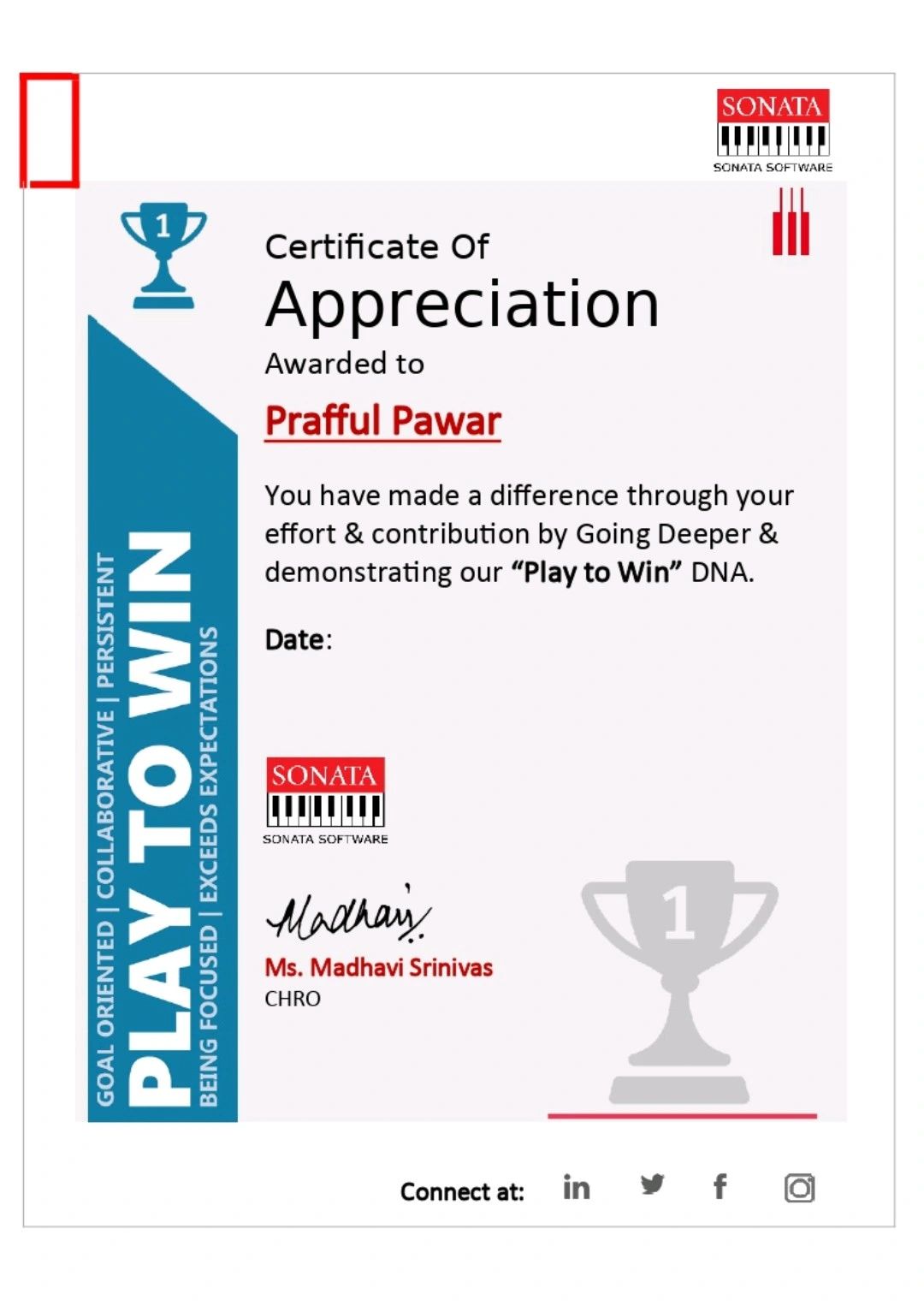 Prafful Pawar on LinkedIn: Thank you Sonata Software for recognising me ... Prafful Pawar on LinkedIn: Thank you Sonata Software for recognising me ...