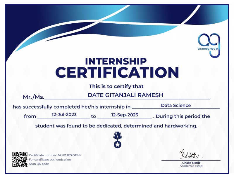 Gitanjali Date on LinkedIn: #datascience #internship #machinelearning # ... Gitanjali Date on LinkedIn: #datascience #internship #machinelearning # ...