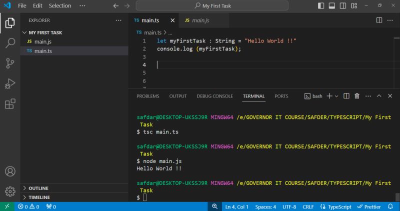 Safdar Jamal on LinkedIn: #myfirsttask #typescript #helloworld #programming Safdar Jamal on LinkedIn: #myfirsttask #typescript #helloworld #programming