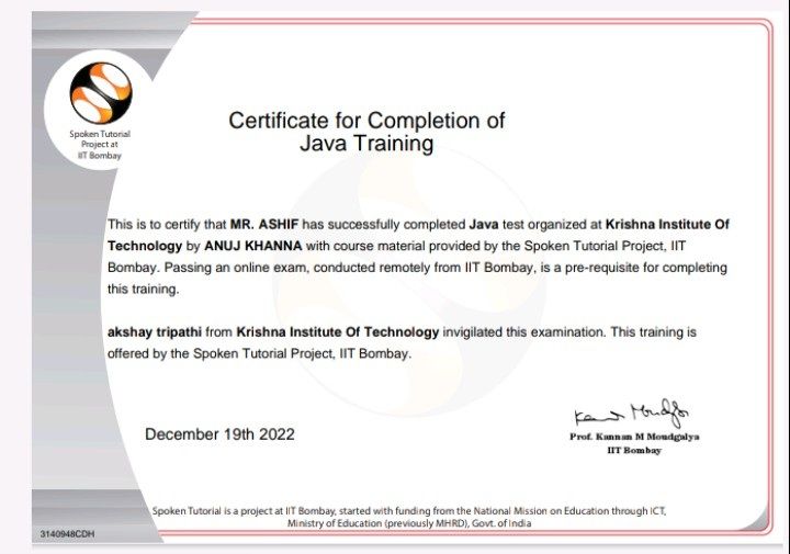 Mohd Ashif on LinkedIn: #certificate #java Mohd Ashif on LinkedIn: #certificate #java