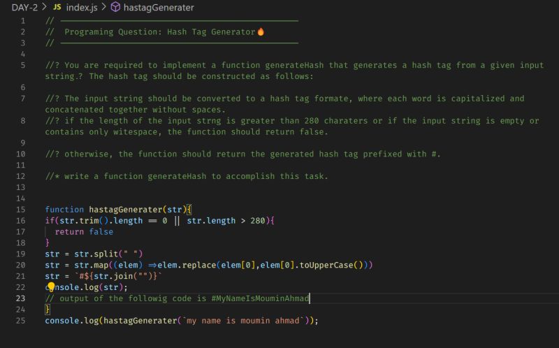 Moumin Ahmad- on LinkedIn: #100daysofcode #javascript #codingchallenge Moumin Ahmad- on LinkedIn: #100daysofcode #javascript #codingchallenge