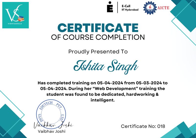 Ishita Singh on LinkedIn: #webdevelopment #education #vidhyashala # ... Ishita Singh on LinkedIn: #webdevelopment #education #vidhyashala # ...