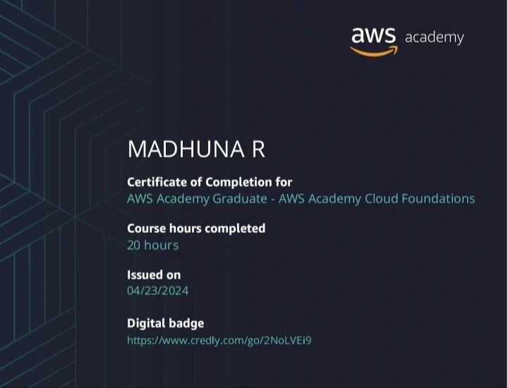 Madhuna R on LinkedIn: #aws #cloudcomputing #professionaldevelopment Madhuna R on LinkedIn: #aws #cloudcomputing #professionaldevelopment