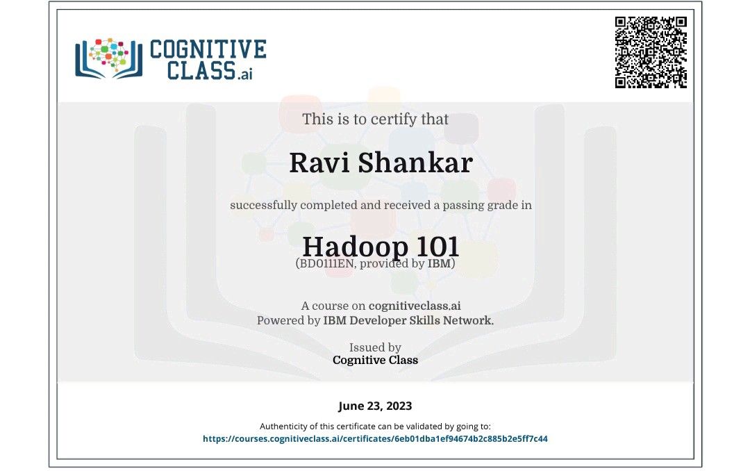 Ravi Shankar on LinkedIn: #cognitiveclass #hadoop #bigdata # ... Ravi Shankar on LinkedIn: #cognitiveclass #hadoop #bigdata # ...