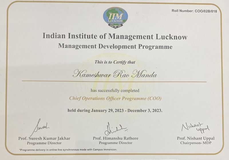 Kameshwar Rao Manda on LinkedIn: Very Happy to inform the Successful ... Kameshwar Rao Manda on LinkedIn: Very Happy to inform the Successful ...