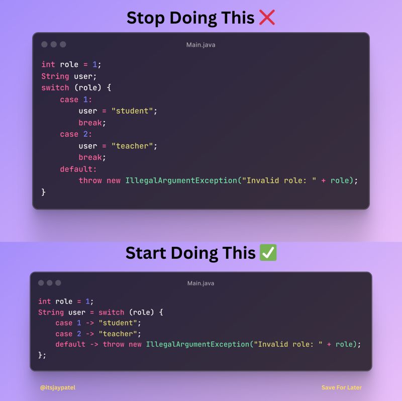 Jay Patel on LinkedIn: #javatips #softwaredevelopment #cleancode # ... Jay Patel on LinkedIn: #javatips #softwaredevelopment #cleancode # ...